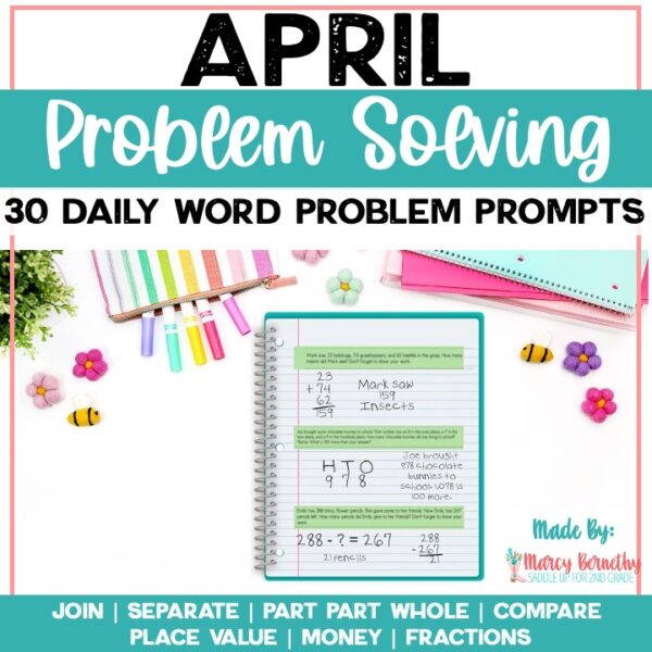 April Math Journal Prompts | Spring Word Problems for Problem Solving ...