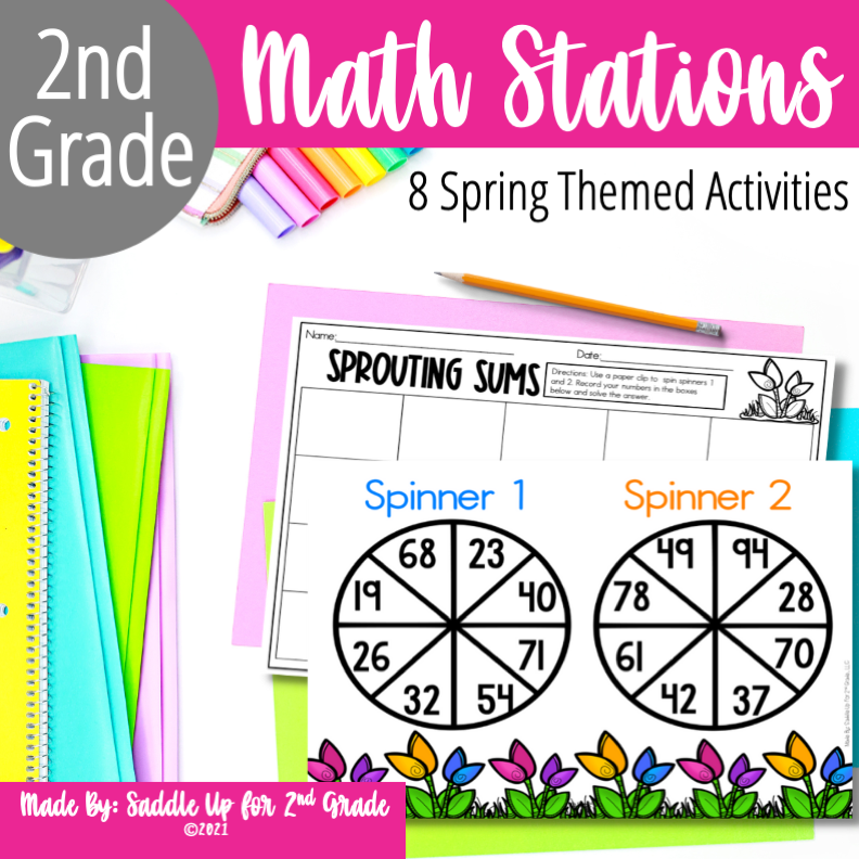 April Math Centers for 2nd Grade | Spring Math Centers Activities