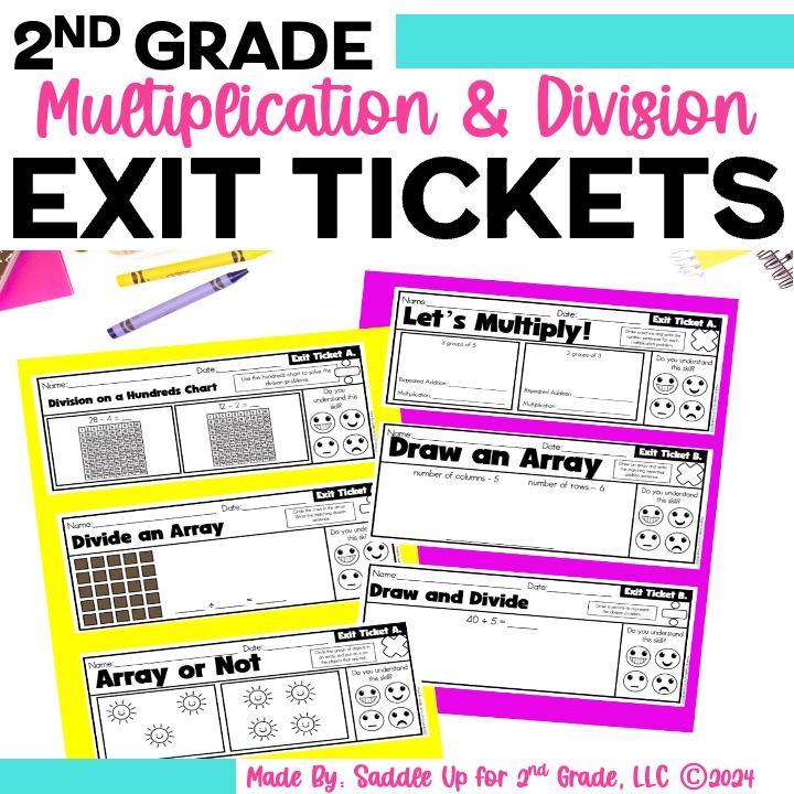 Multiplication and Division Exit Tickets for 2nd Grade Math - Includes ...
