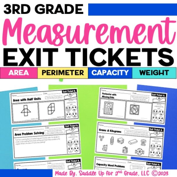 Measurement with Area and Perimeter Exit Tickets for 3rd Grade Math ...