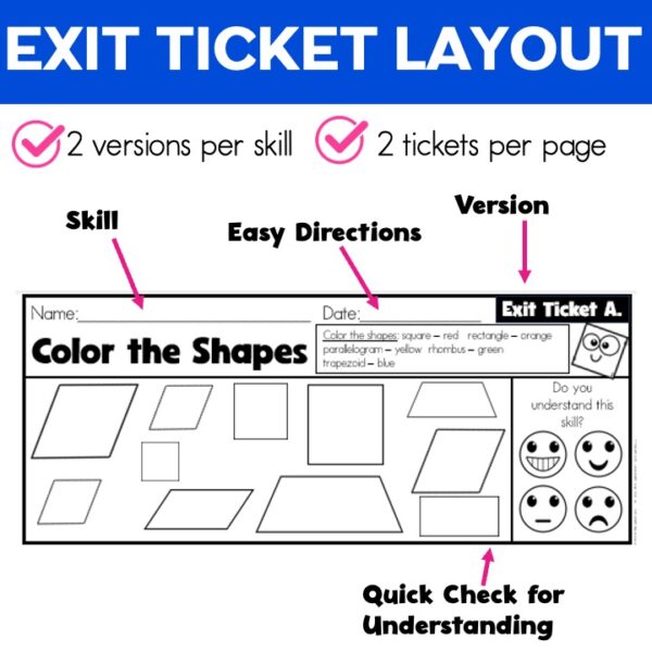 Geometry Exit Tickets Including 2D and 3D Shapes, Congruent Figures ...