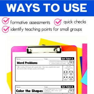 Geometry Exit Tickets Including 2D and 3D Shapes, Congruent Figures ...