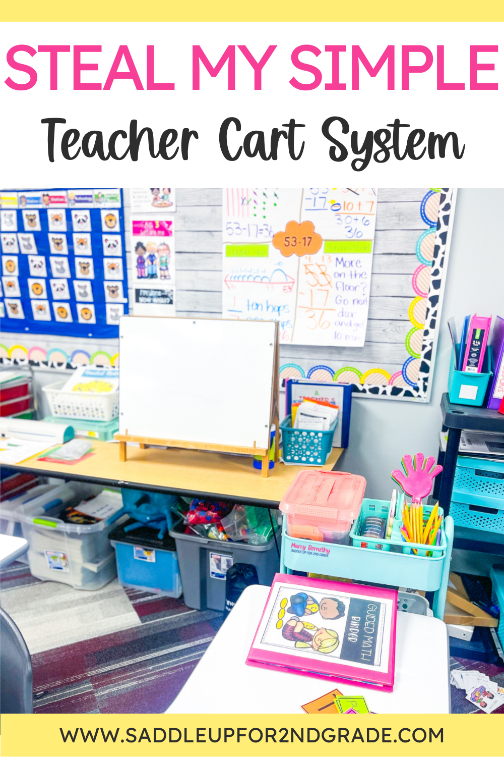 Steal My Simple Teacher Cart Organization System | 3 Tier Cart ...