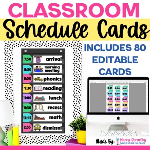 Editable Classroom Schedule Cards for Daily Routines - Bright Classroom ...