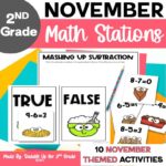 November Math Centers for 2nd Grade Includes Thanksgiving Theme ...