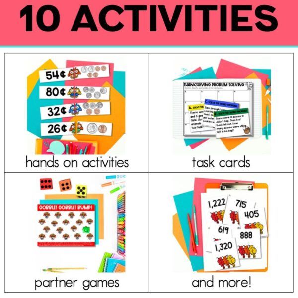 November Math Centers for 2nd Grade Includes Thanksgiving Theme ...