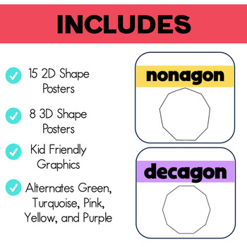 Bright Shape Posters - Includes 2D And 3D shapes