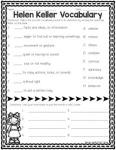 Helen Keller 2nd Grade Supplemental Activities - Saddle Up for 2nd Grade