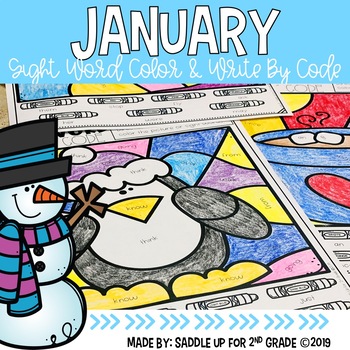 January Color and Write by Code - Saddle Up for 2nd Grade