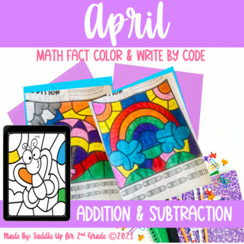 April Addition and Subtraction Color by Number | Spring Color by Number