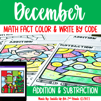 December Addition and Subtraction Color by Number | Print and Digital ...