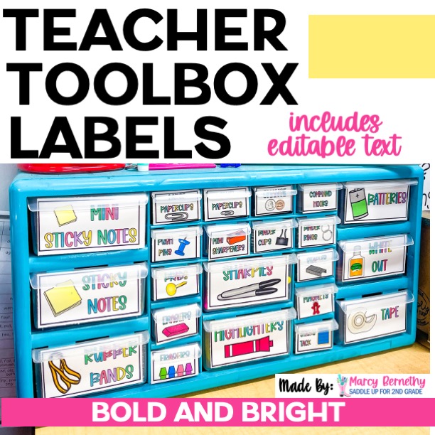 Bold & Bright Teacher Toolbox Labels | Classroom Decor & Organization ...