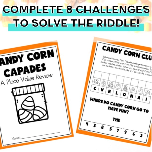 3rd Grade Candy Corn Math - Place Value Review Activities for Halloween