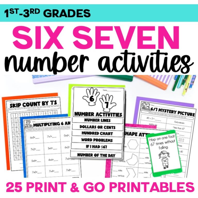 Quick and Easy Six Seven Math Activities and Worksheets for 6 7 Day of ...