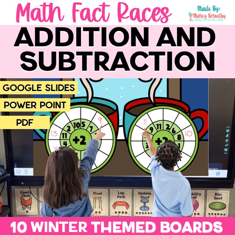 Easy Winter Addition and Subtraction Game for Math Fact Fluency
